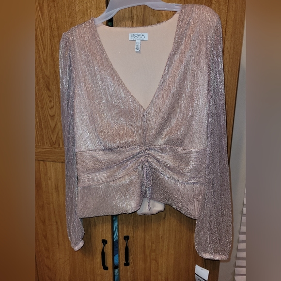 sofia by sofia vergara | Tops | Xxl Sofia Vergara Shimmery Giselle Cropped Blouse | Poshmark